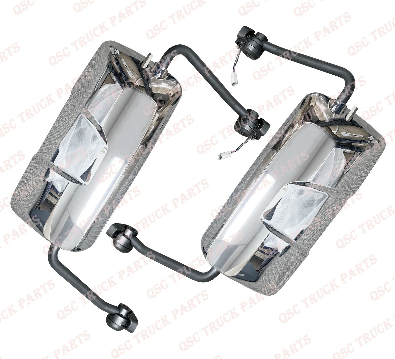 QSC Chrome Door Mirror Assemblies W/ Arms Right Left Pair for Mack ...