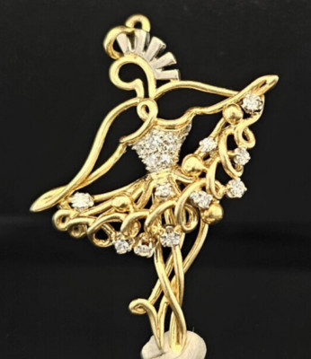 Vintage 18K Gold ABSTRACT DIAMOND BALLET DANCER Charm Pendant | eBay