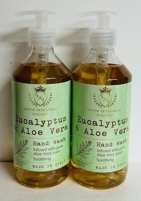 2-Pack Sapone ~ Eucalyptus & Aloe Vera Soothing Hand Wash 16.9 fl oz ...