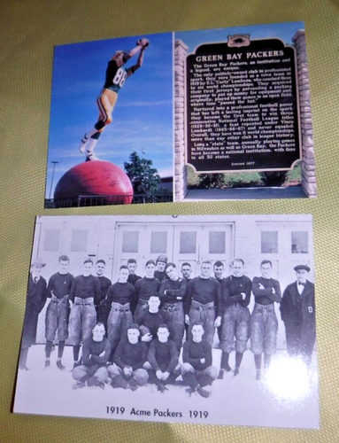 1996 2 VINTAGE GREEN BAY PACKER POSTCARDS -1919 ACME PACKERS THE ...