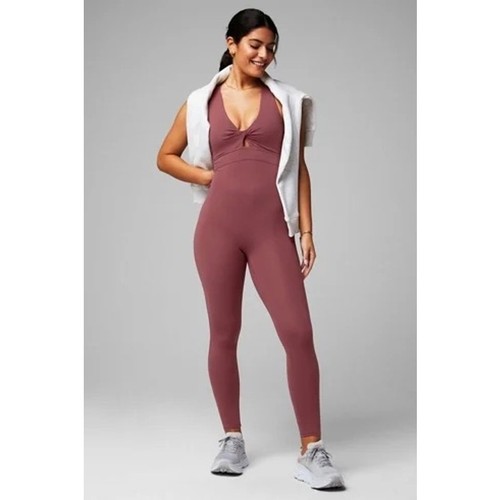 Fabletics Twist Front Oasis Jumpsuit 7/8 Athletic Pink Mauve Size Large ...