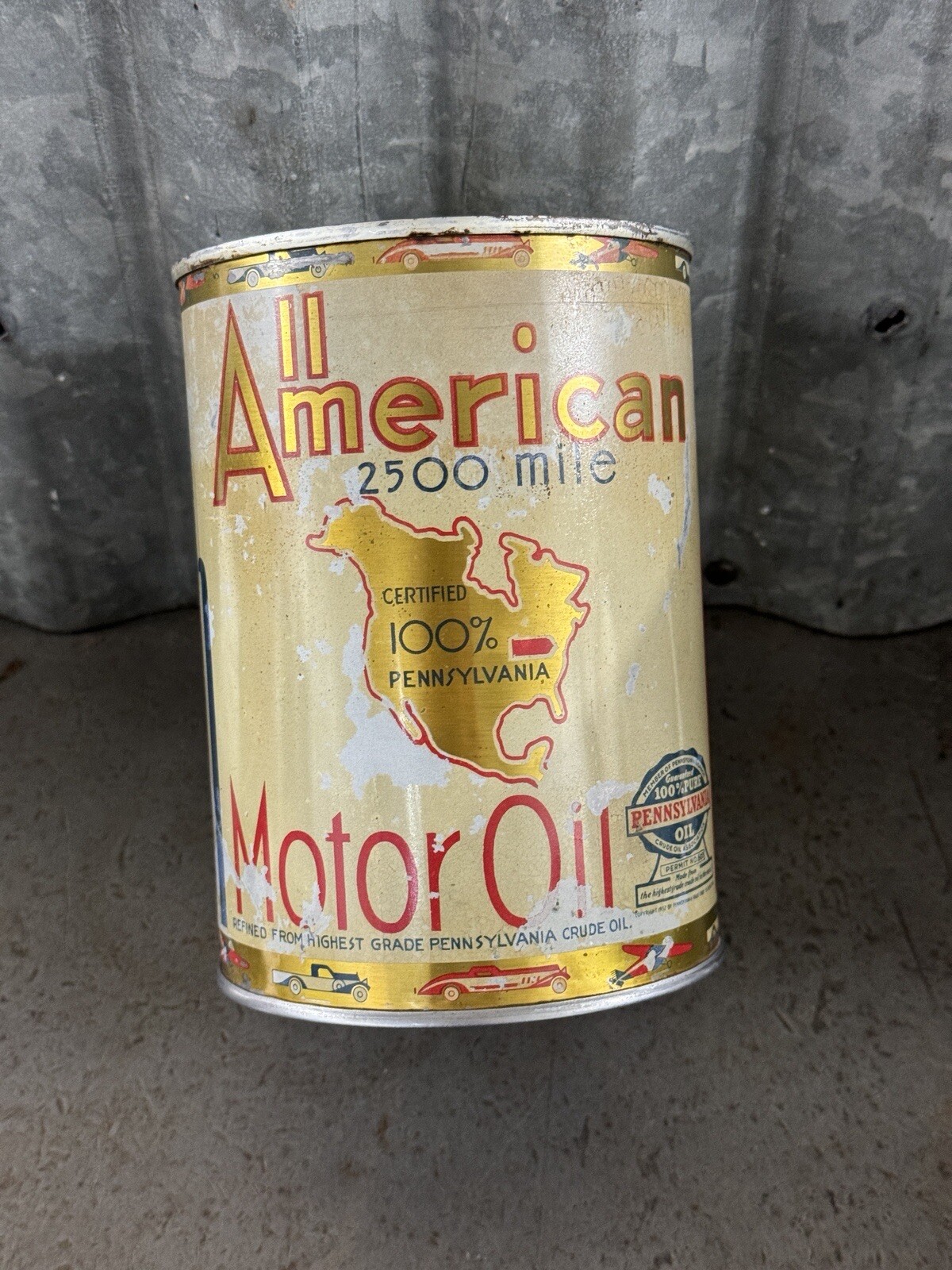 All American Motor Oil Can One Quart Vintage Auto Wilkes Barre ...