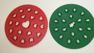 Pie Crust Stencil Cutting Pattern Christmas Trees Valentine Hearts Red ...
