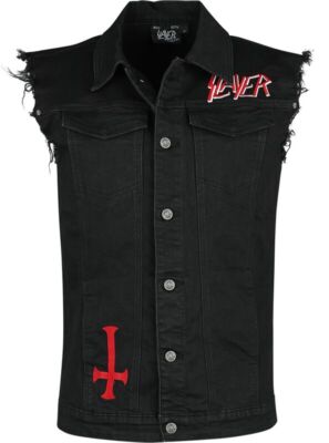 Slayer Vest Jacket Thrash Metal Band Black Sleeveless Denim Jean Jacket ...