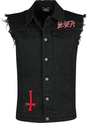 Slayer Vest Jacket Thrash Metal Band Black Sleeveless Denim Jean Jacket ...