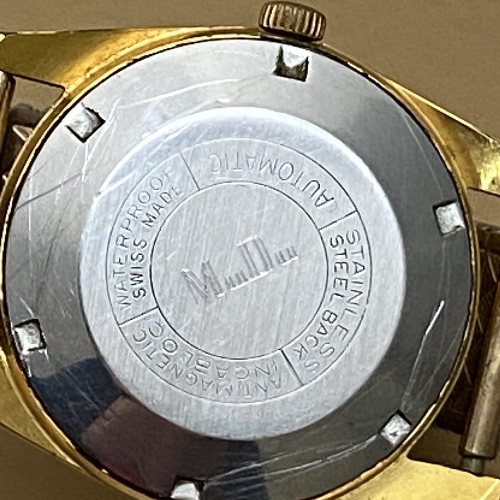 MuDu Doublematic Automatic Watch 25 Jewels gold plate Swiss date 33mm ...