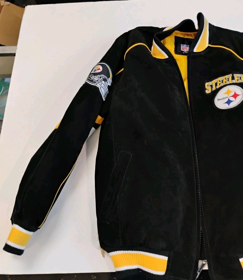 NFL Pittsburgh Steelers AFC Patch Logo Suede Leather Varsity Jacket Sz ...