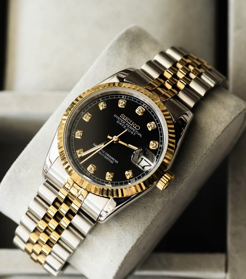 Seikmod Seikojust Diamond Dial | NH35 Aut | Sapphire | Fluted Bezel ...