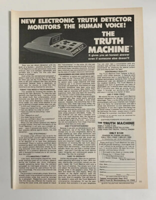 1979 The Truth Machine Print Ad Electronic Truth Detector Lie Telestar ...