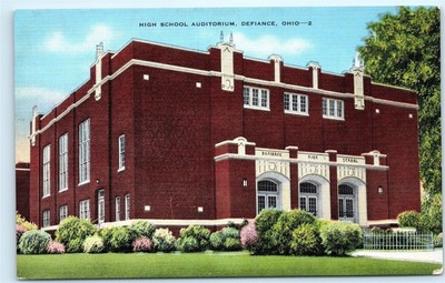 *High School Building Auditorium Defiance Ohio old Vintage Postcard B48 ...