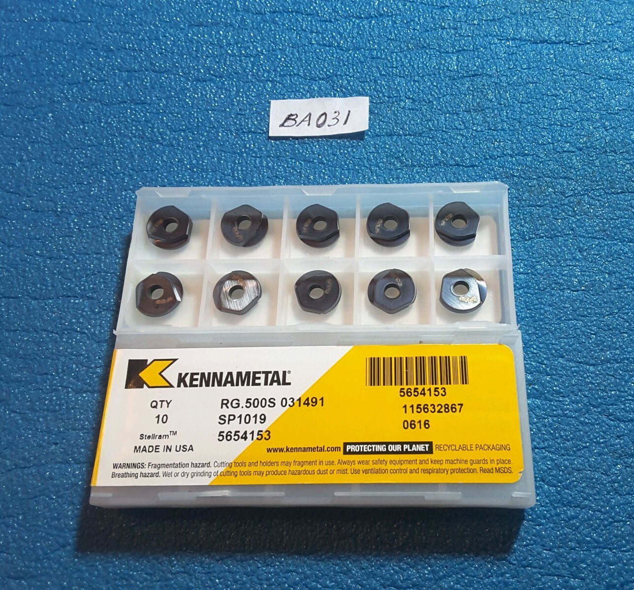 KENNAMETAL RG.500S 031491 SP1019 CARBIDE INSERTS 10 PCS | eBay