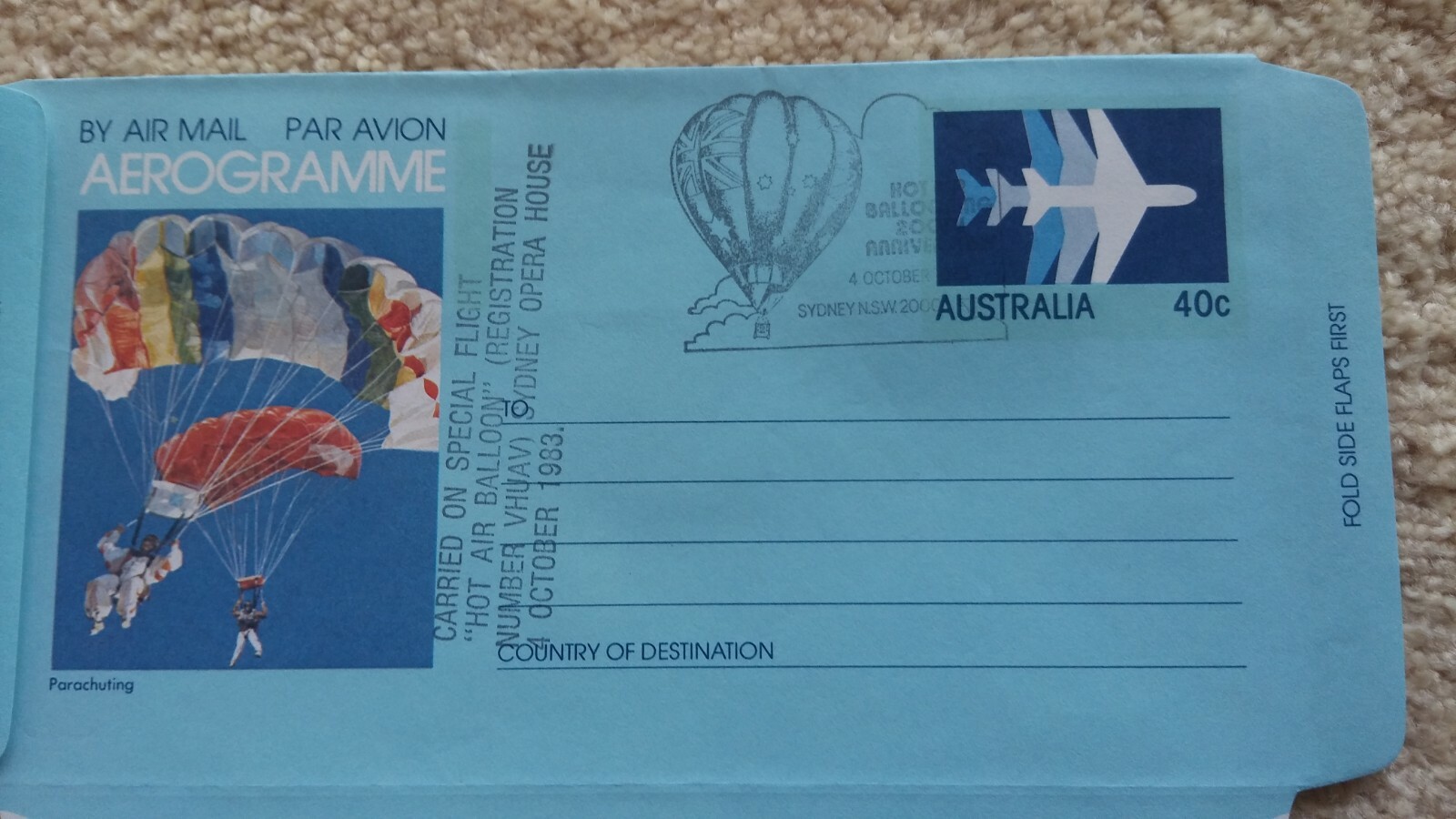 Aerogramme Australia x3-Carried on Special Flight-Hot Air Balloon-4 Oct ...