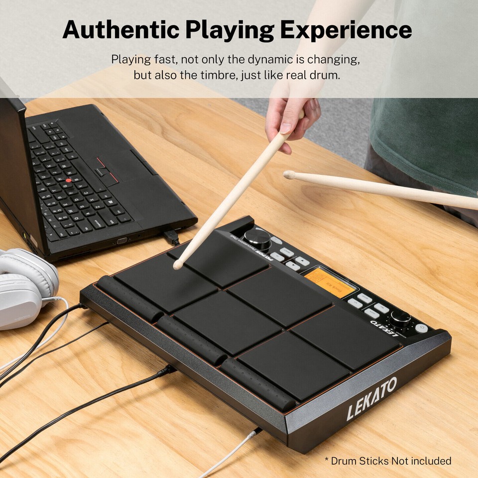 LEKATO Percussion Pad 9-Trigger Sample Pad Multipad Tabletop Drum Foot ...