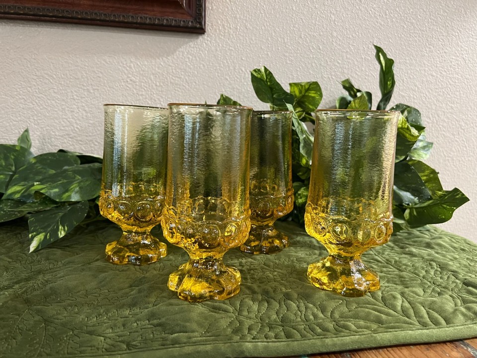 2 Vintage TIFFIN FRANCISCAN MADEIRA Cornsilk Yellow Footed Water ...