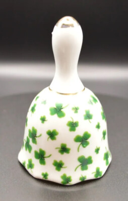 Vintage St. Patrick Bell Shamrocks Clovers 3.5" Tall Ceramic Porcelain ...