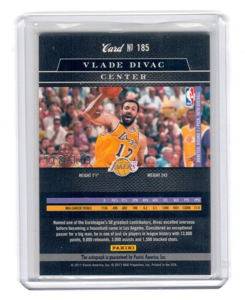 Vlade Divac 2010-11 Panini Elite Black Box #185 Status /149 Autograph ...