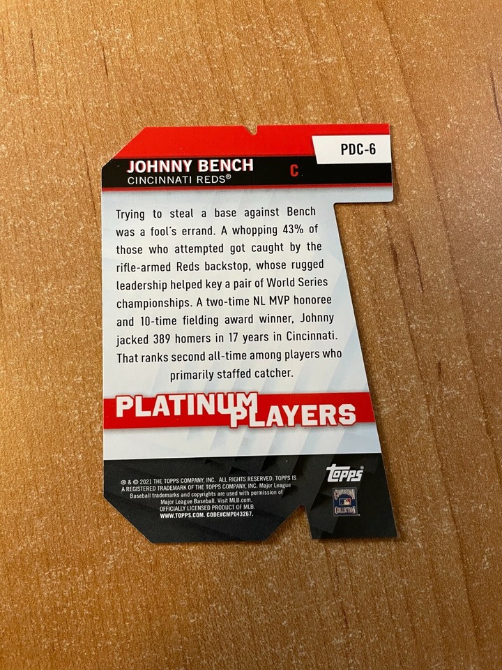 2021 Topps Series 1 - Johnny Bench - Blue Platinum Players Die Cut ...