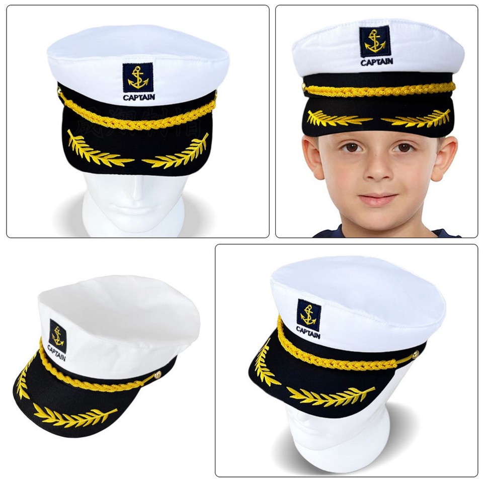 Yacht Captain Hat Costume Boat Captains Nautical Sailor Navy | eBay