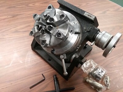 8" PRECISION TILTING ROTARY TABLE w. 6-jaw 6" chuck centering adapter ...