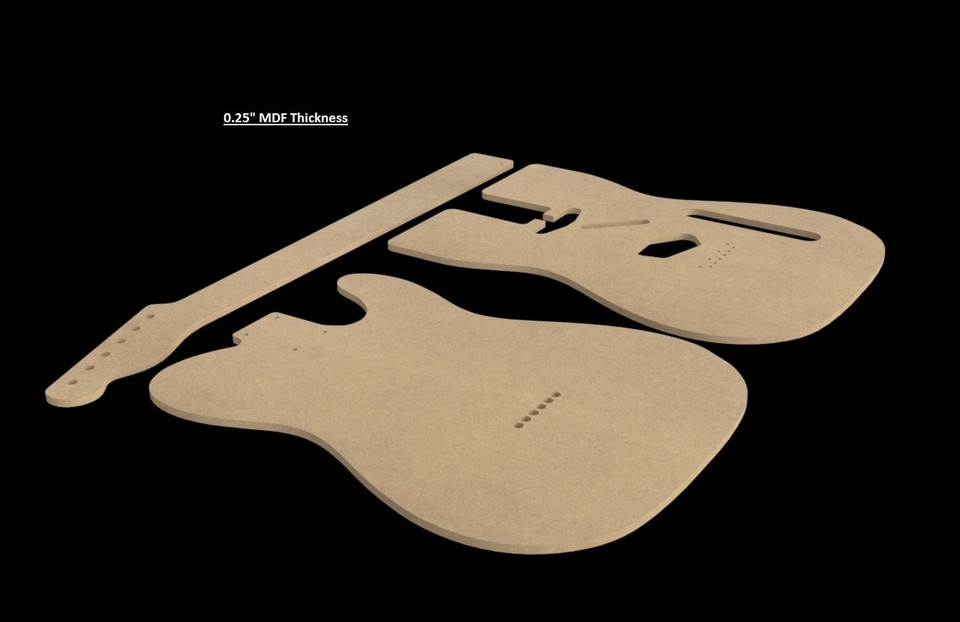Telecaster MDF Guitar Body and Neck Template 0.25" thickness CNC made ...