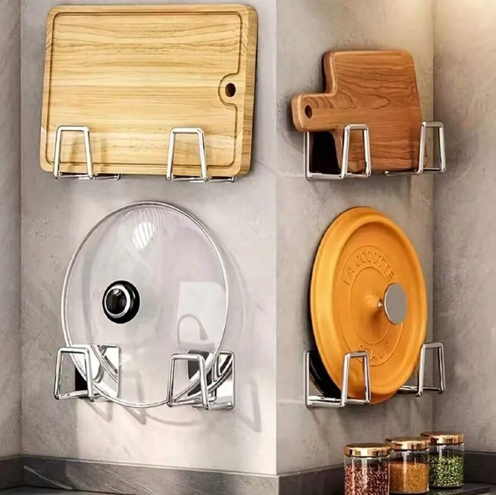 2pcs Stainless Steel Wall-Mounted Storage Hooks for Pot Lid & Cutting ...