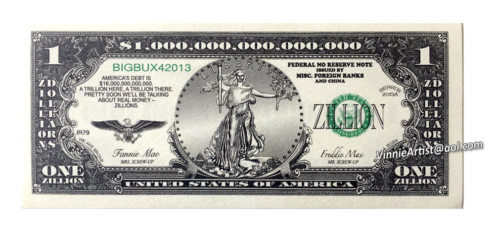 Zillion Dollar Black Eagle Collector Novelty Bill With Reproduction $1