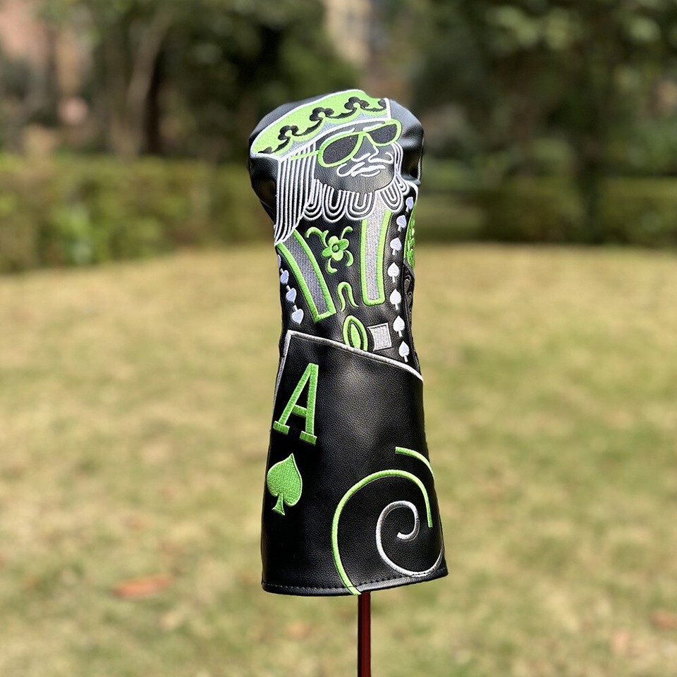Poker King&Queen Golf Wood Head Covers Driver Fairway Woods Hybrid PU ...