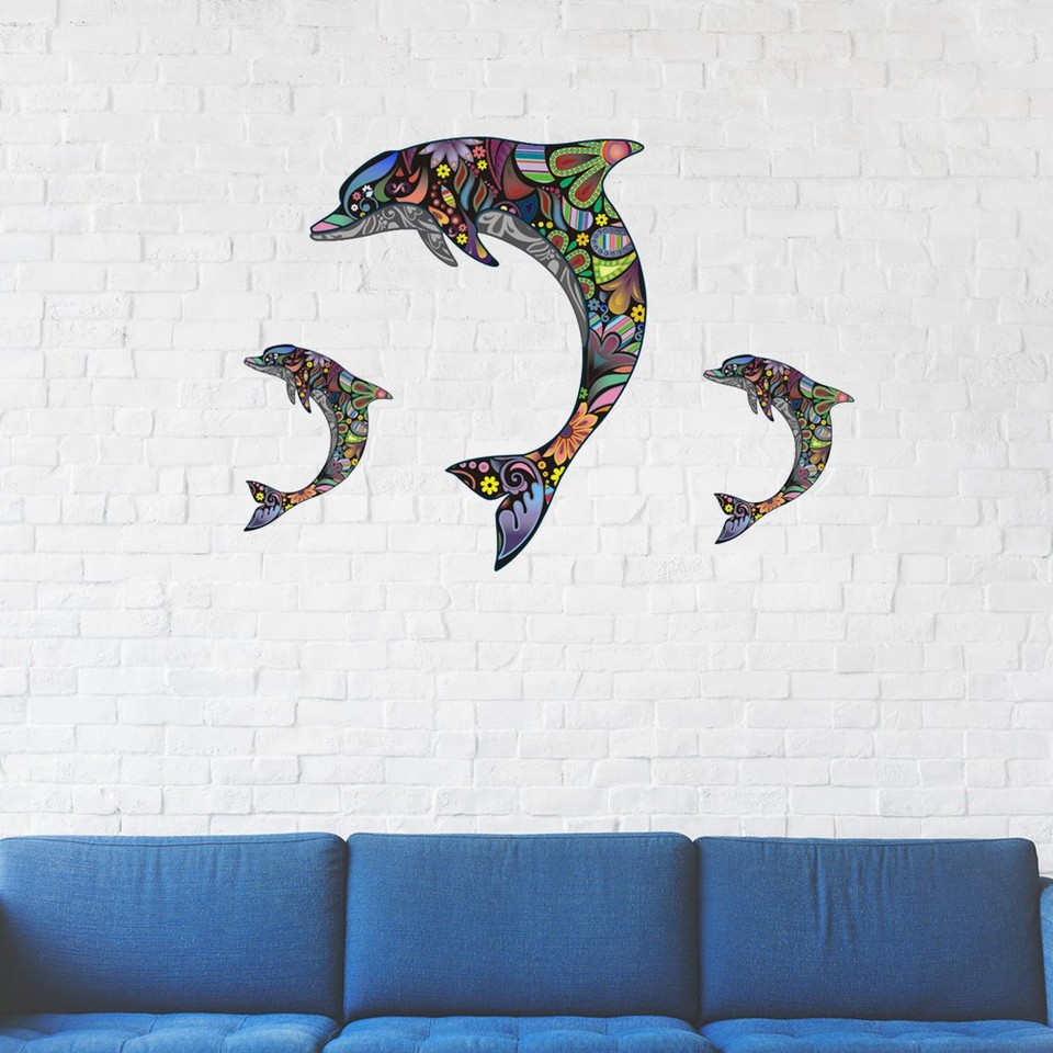 Abstract Wall Sticker Dolphin Shape Wall Paste Creative Mandala ...