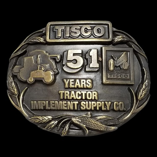 VTG Belt Buckle 1987 Pewter TISCO 51 Years Tractor Implement Supply Co ...