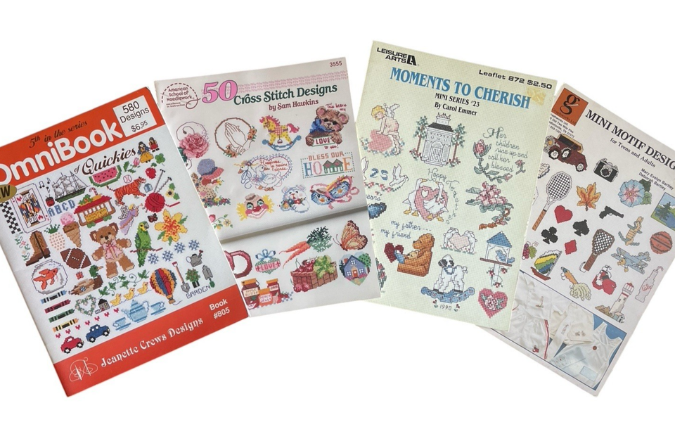Lot of 4 Cross Stitch Leaflets Booklets Mini Motif Miniatures OmniBook ...