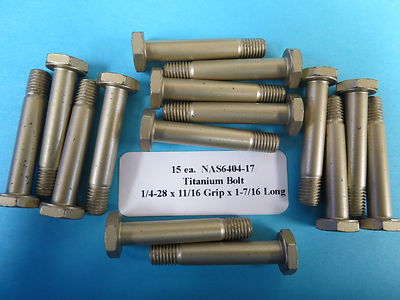 1/4"-28 x 1-7/16” Titanium (15) Hex Head Bolts Aircraft Aerospace ...