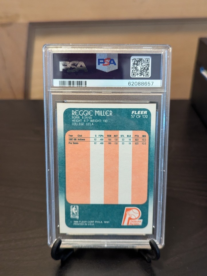 1988-89 Fleer #57 Reggie Miller ROOKIE RC PSA 9 Graded Basketball Card ...