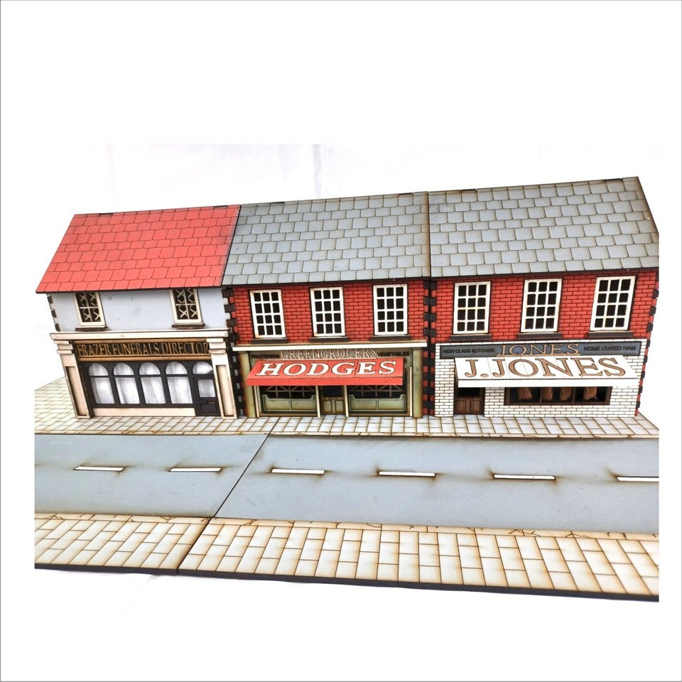 28mm Dad's Army WW2 3 Shops 3 Houses set A Painted Terrain Suitable ...