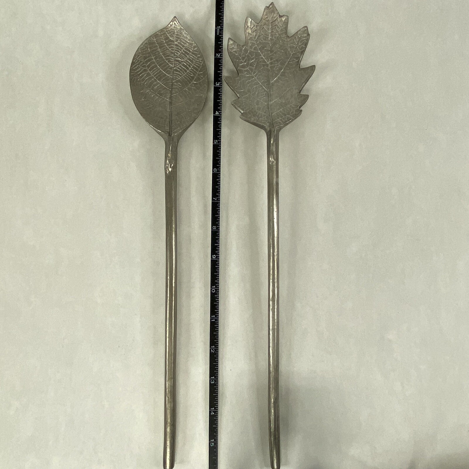 Mariposa Vintage Pair of Oak Leaf-Shaped Salad Serving Spoons - Aluminum, 1992 | eBay