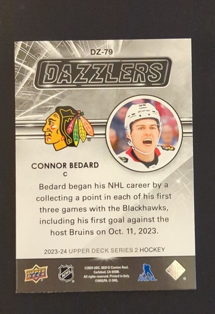 2023-24 UPPER DECK SERIES 2 CONNOR BEDARD DAZZLERS GREEN ROOKIE #DZ-79🏒 ...