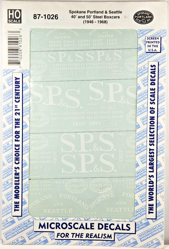 Microscale HO Decals #87-1026 SP&S 40' & 50' Boxcars (1946 - 1968) | eBay