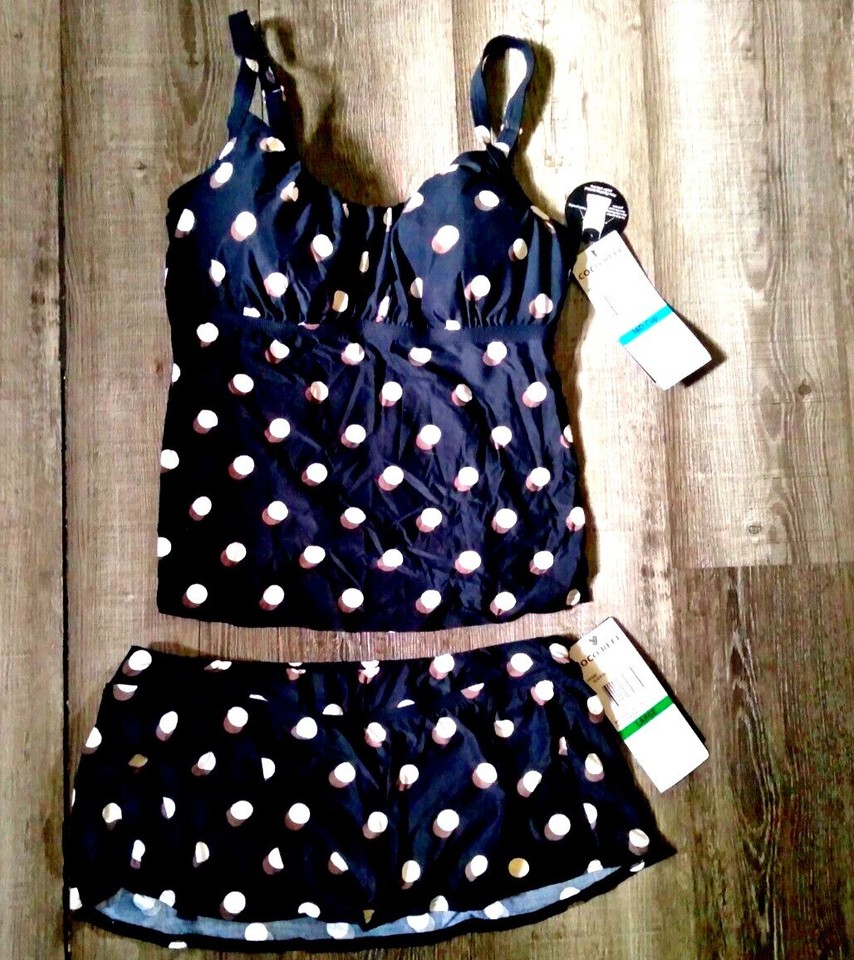 Coco Reef 36D Large Tankini Polka Dot Skirted Swimsuit D Cup new | eBay