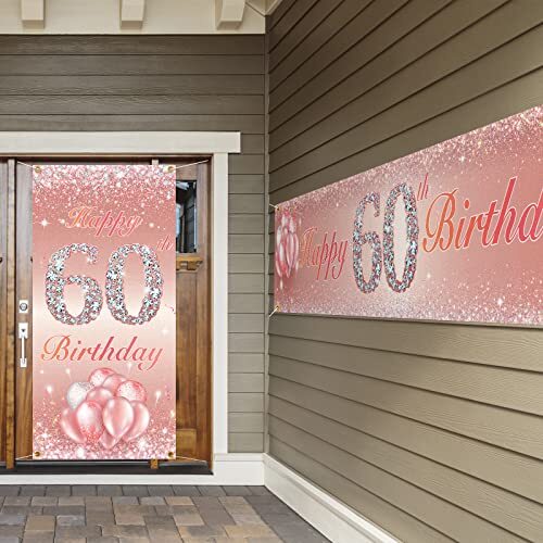 Happy 60th Birthday Door Cover Porch Long Banner Sign Set 60 Years Old ...