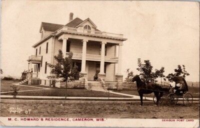 RPPC M. C. Howard’s Residence, Cameron, Wisconsin, WI c1908 Horse ...