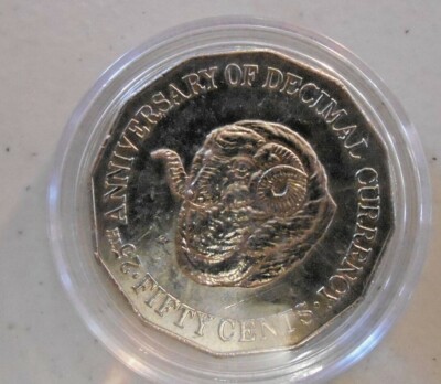 1991 Ram's Head FIFTY Cent 50c Uncirculated Coin Very Nice Sealed in ...