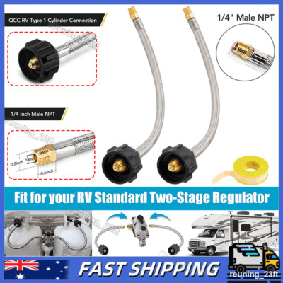 2PCS 15" RV Propane Braided Hose Pigtail Male 1/4" Male NPT/QCC1 ...
