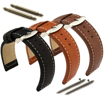 Genuine Leather Watch Strap Band Quick Release Spring Bars 18 20 22 24 ...