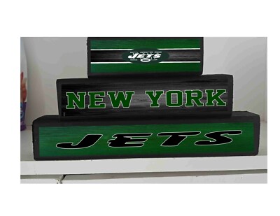 New York Jets 3pc Decorative Wood Set NFL football Man Cave Office ...