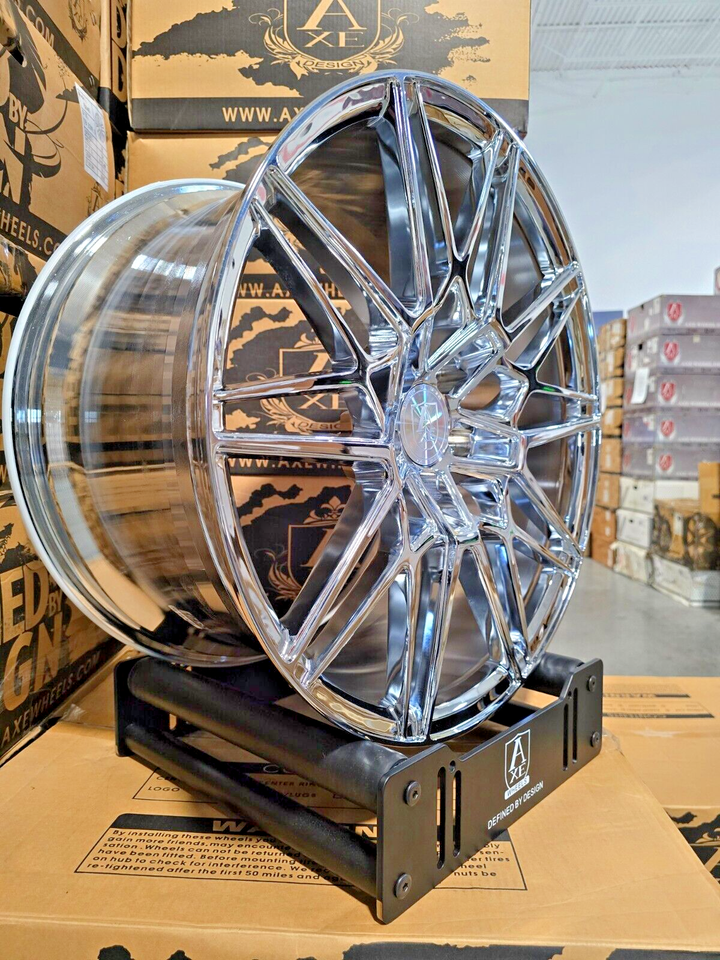20x9 20x11 Staggered Axe COMPRESSION FORGED Chrome Wheels 5x120.65 ...
