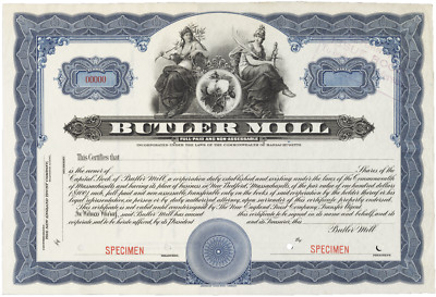 Butler Mill. Stock Certificate | eBay