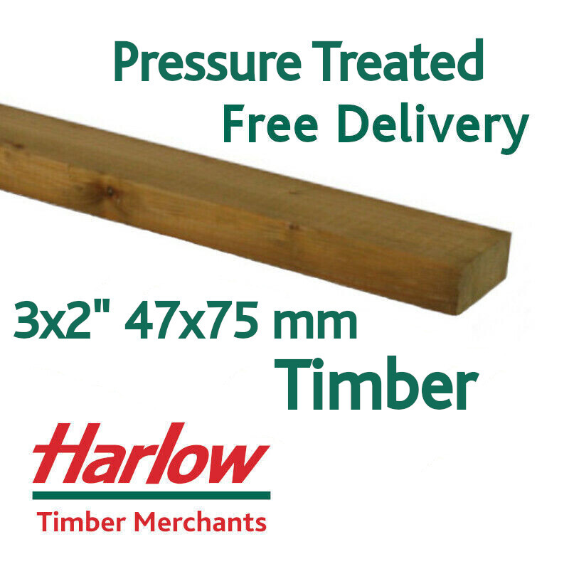 Timber Treated Outdoor Wood 3x2" 50x75mm 45x70 fin Pressure Tanalised ...