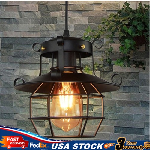 Rustic Metal Cage Pendant Light Industrial Ceiling Lamp Hanging ...