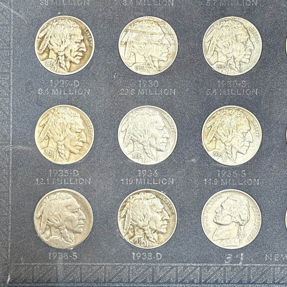 Beautiful Buffalo Nickel Collection 1913-1938, Complete w/ 72 Coins on ...