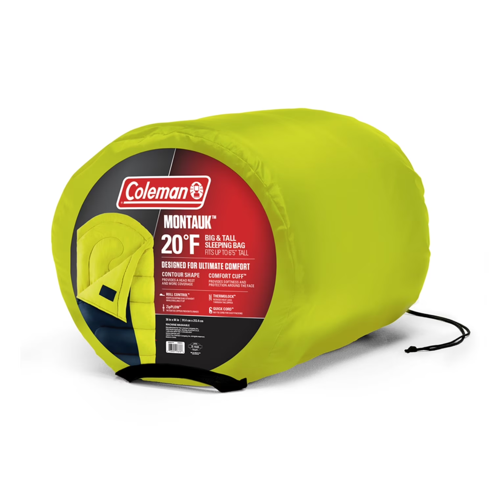 Coleman Montauk 20F Big and Tall Sleeping Bag Cold Weather Camping Bag ...