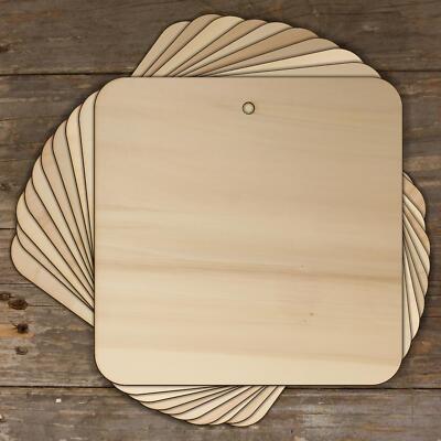 10x Wooden Square Rounded Corners Craft Shape 3mm Plywood Geometric | eBay